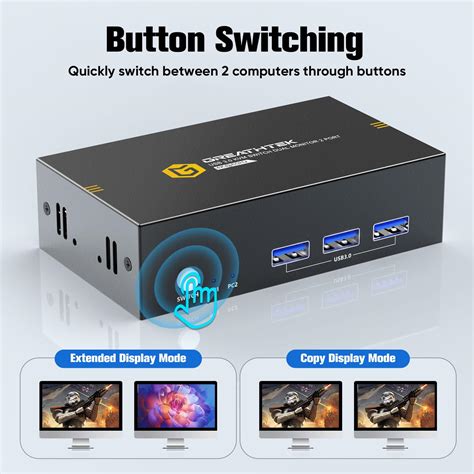 Hdmi Kvm Switch Dual Monitor 2 Port Kvm Switch 2 Monitors 2 Computers 4k60hz Usb