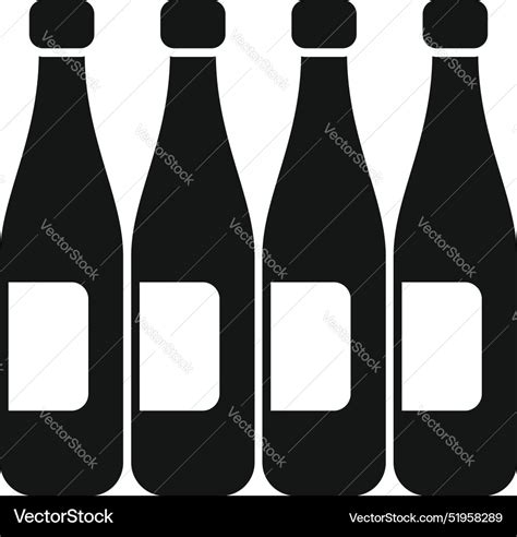 four identical bottles standing in a row vector image