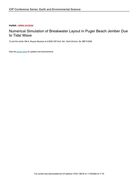 numerical simulation of breakwater layout in puger pdf