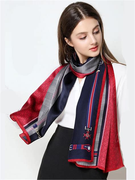 2020 럭셔리 브랜드 여성 스카프 디자이너 실크 Pashmina Shawls Foulard Femme Long Bandana