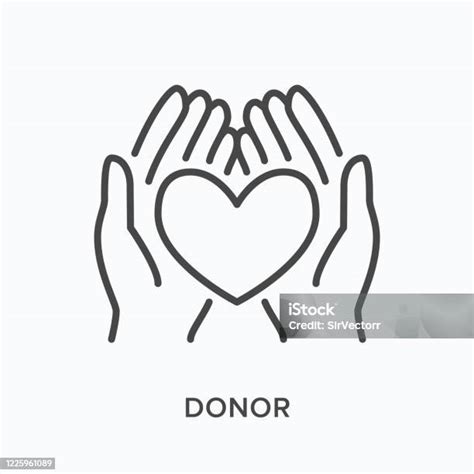 인간의 심장 플랫 라인 아이콘을 들고 손 장기 기증자의 벡터 개요 그림 심장학 얇은 선형 의료 픽토그램 하트 모양에 대한 스톡 벡터 아트 및 기타 이미지 Istock