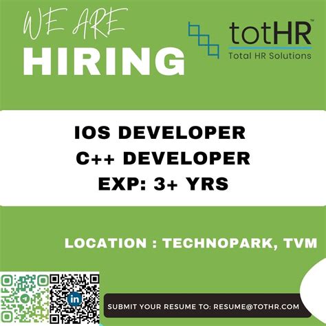 Tothr On Linkedin Iosdeveloper C Technopark Hiring Trivandrumjobs