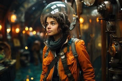 Premium Ai Image Beautiful Girl With A Flight Suit