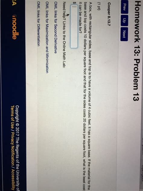 Solved Homework 13 Problem 13 Prev Up Next Cooper 8 13 7 1