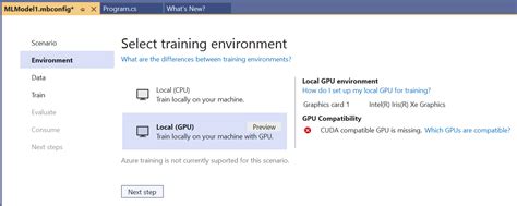 Text Classification Cancel Hangs Reopening Mbconfig Shows No Compatible Gpu · Issue 2349