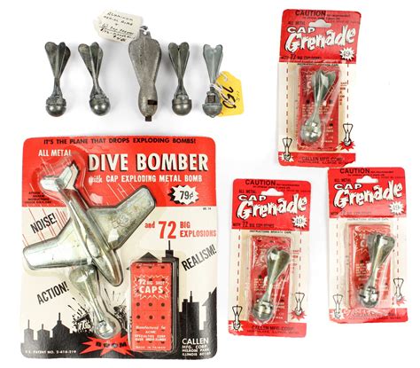 Vintage Cap Bomb Toys Callen Mfg Corp Dive Bomber Aluminum Aerial