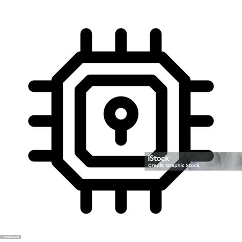 keyhole on processor concept icon of secure processor stock