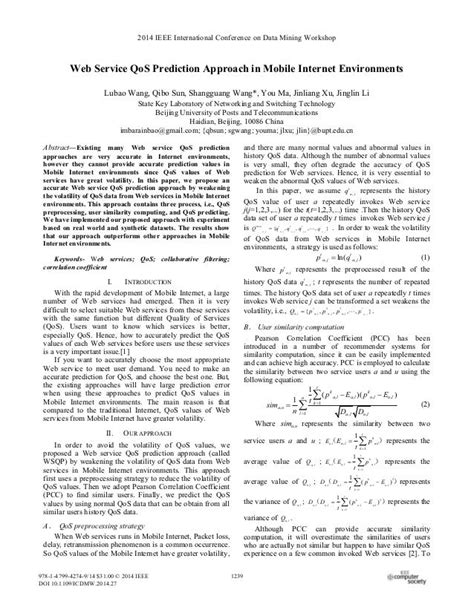 Web Service Qos Prediction Approach In Mobile Internet Environments