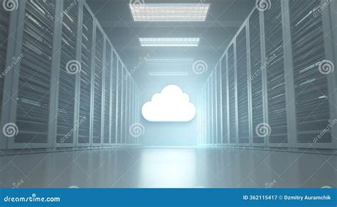 A Cloud Graphic In A Data Center With Server Racks Indicating Hybrid
