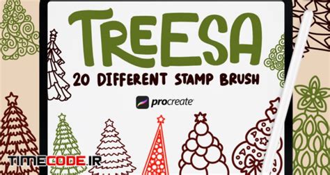 دانلود 20 براش درخت برای فتوشاپ Treesa Stamp Brush Procreate تایم کد