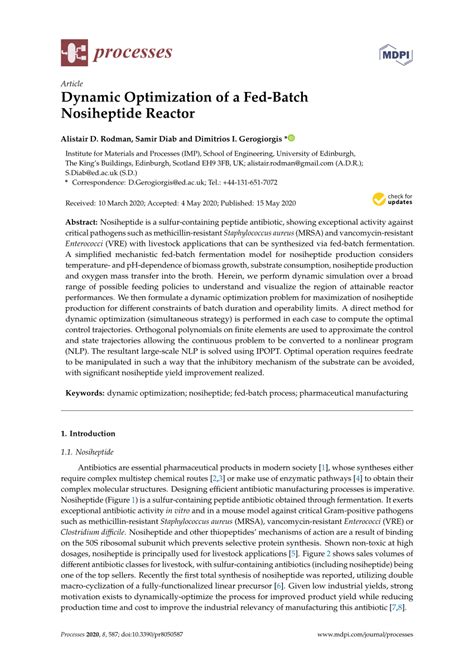 pdf dynamic optimization of a fed batch nosiheptide reactor