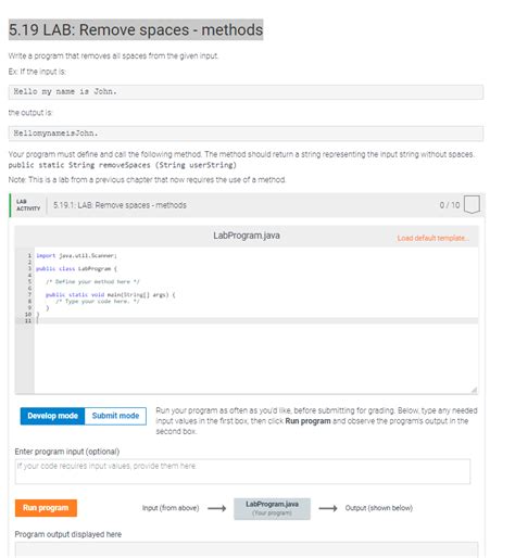 solved 5 19 lab remove spaces methods write a program