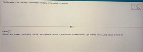 Solved Find The Value Of Each Of The Six Trigonometric Chegg Com
