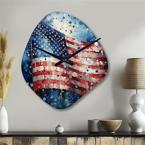 Design Art Flag American Flag Ii Flag Usa Asymmetrical Metal Wall