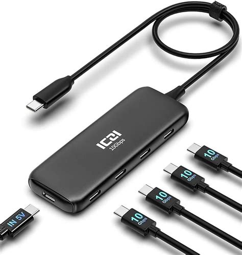Iczi Usb C Razdelilnik 10gbps 4 Vrata 40 Cm Kabel Zadnji Kos