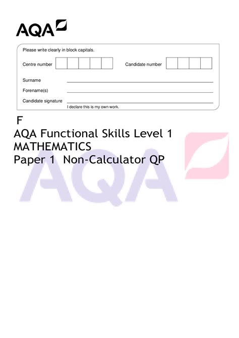 Aqa Gcse Mathematics Foundation Tier Paper 1 Non Calculator Question