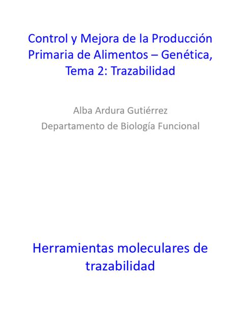 Trazabilidad Pdf Secuencia Adn Polimorfismo De Nucleótido Simple
