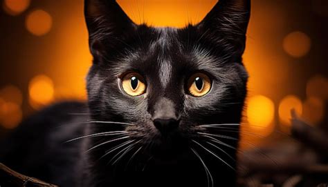 Premium Ai Image Closeup Portrait Of A Majestic Black Cat With
