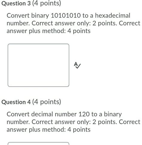 Solved Question 3 4 Points Convert Binary 10101010 To A
