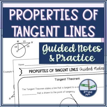 Properties Of Tangent Lines Guided Notes And Practice By 3rd And 14th