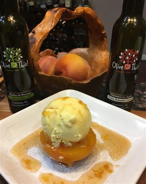 Gravenstein Apple Balsamic Vinegar Poached Peaches With Herbs De