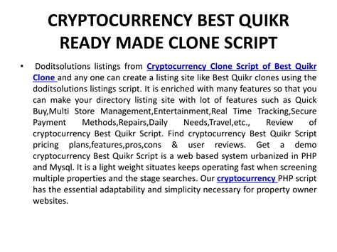 ppt cryptocurrency best quikr ready made clone script powerpoint