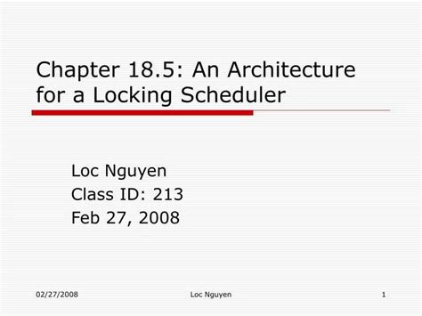 PPT Chapter An Architecture For A Locking Scheduler PowerPoint Presentation ID