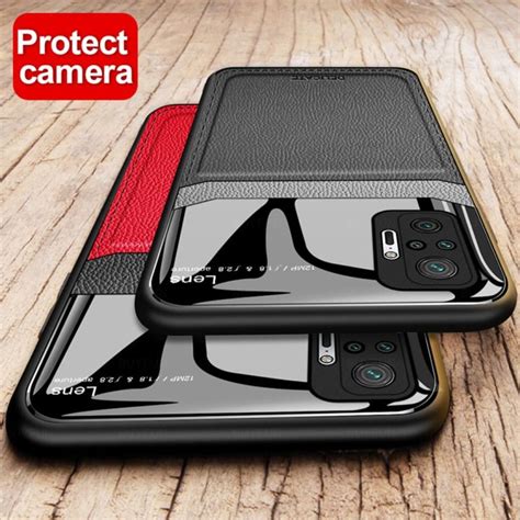 Redme Note Pro Shockproof Case Leather Mirror Glass Back Phone Cover For Xiaomi Redmi Note