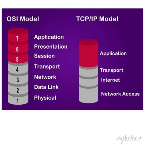 Osi Model And Tcp Ip Model Illustration Suitable For Teaching Wall Stickers Interconnection
