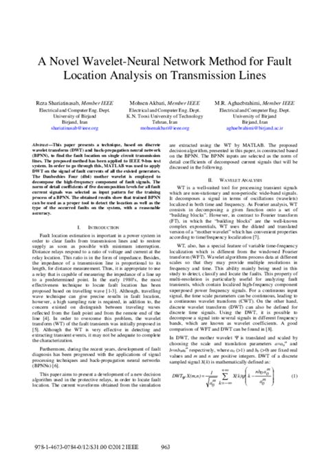 Pdf A Novel Wavelet Neural Network Method For Fault Location Analysis