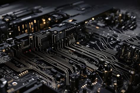 Premium Ai Image Black Digital Circuit Lines Tech Texture
