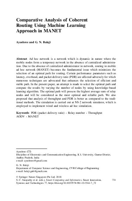 Pdf Comparative Analysis Of Coherent Routing Using Machine Learning