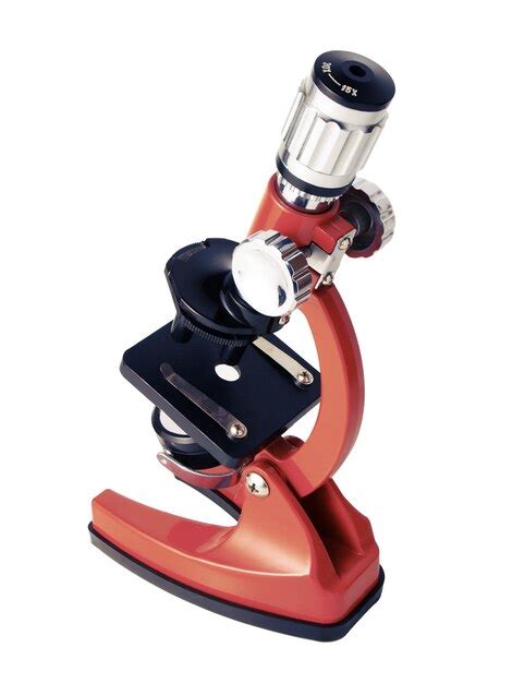 Red Microscope Isolated On White Background Premium AI Generated Image