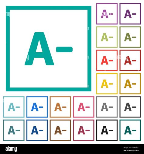 Decrease Font Size Flat Color Icons With Quadrant Frames On White