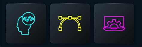 세트 라인 프론트 엔드 개발 웹 및 베지어 곡선 검은 색 사각형 버튼 벡터 개념에 대한 스톡 벡터 아트 및 기타 이미지 개념 개발 검은색 Istock