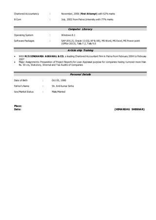 Resume Himanshu Shekhar New PDF