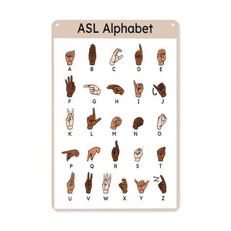Buy Asl Alphabet 8 X 12 Inches Asl Alphabet Chart Aluminum Metal Sign Online At Desertcartindia