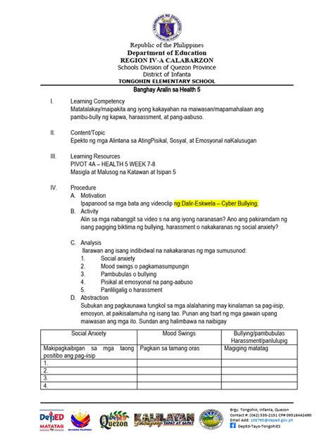 output inset lesson plan pdf