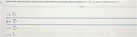 solved use the shell method to find the volume of the solid