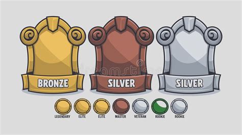 Empty Rectangle Frames In Medieval Style For Game Ui Design Vector Cartoon Set Of User