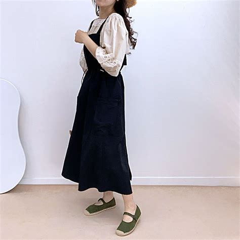 본써리원 국내제작카고핏 멜빵원피스 바스락 아노락 민소매 끈 레이어드 빅사이즈 스트링 카고 롱 원피스