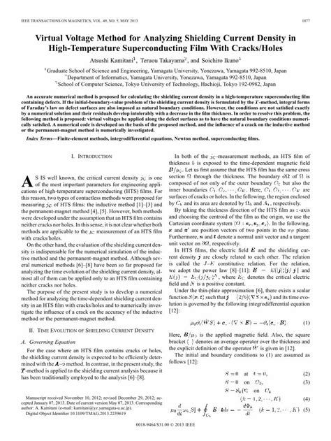 Pdf Virtual Voltage Method For Analyzing Shielding Current Density In