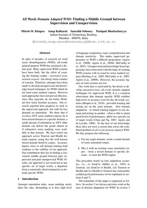 Pdf All Words Domain Adapted Wsd Finding A Middle Ground Between