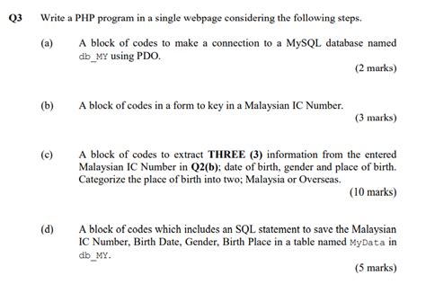 Solved Q3 Write A Php Program In A Single Webpage