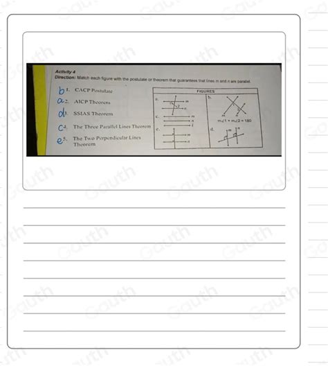 Solved Activity 4 Direction Match Each Figure With The Postulate Or
