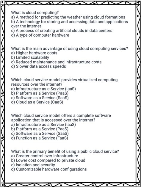 Cloud Computing Multiple Choice Quiz Teaching Resources