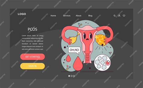 Premium Vector Pcos Polycystic Ovary Syndrome Night Or Dark Mode Web Banner Or Landing Page