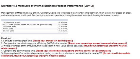 Solved Exercise 11 3 Measures Of Internal Business Process