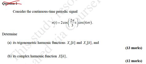Solved Qu Consider the continuous time periodic signal π Chegg
