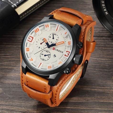 Curren Original Brand Leather Straps Wrist Watch For Men With Brand B